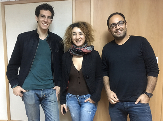 Walid Sultan Midani (à droite), Hazar Abidi (centre) et Mohamed Nabli ...